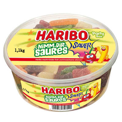 Желе, жевательные конфеты и нуга Food Haribo round tin sour 1kg ...